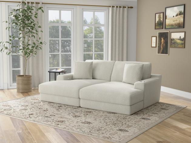 Cozy Cuddler USB Double Chaise in Chenille Pearl – My Furniture Place