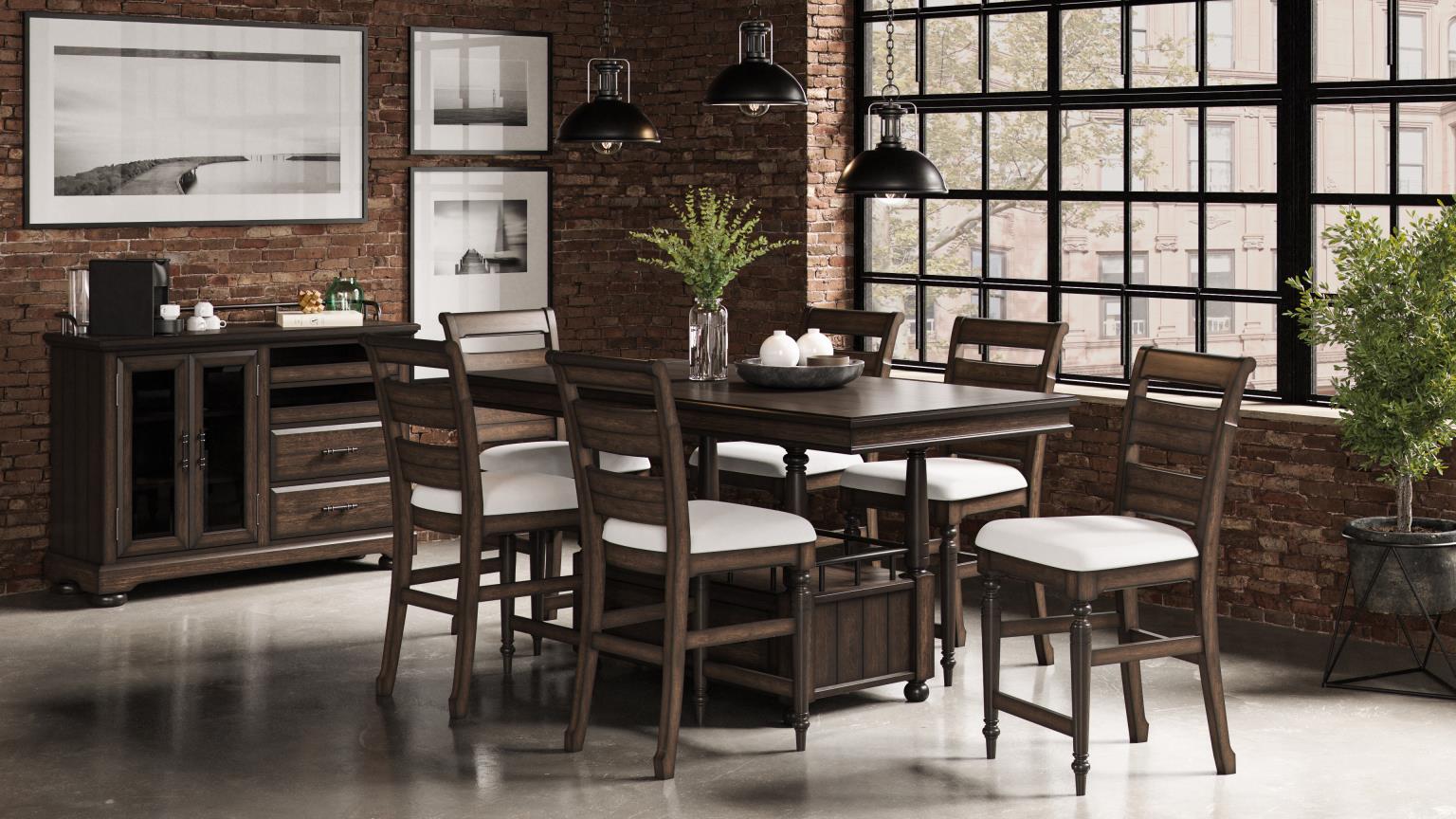 Bellamy Lane Coffee Brown 7pc. Counter Dining Collection – My Furniture ...