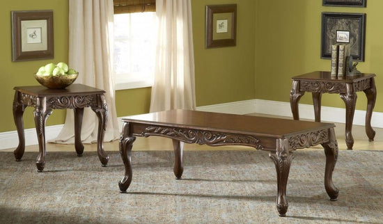 Ornate Carved Cherry Coffee Table Set – My Furniture Place
