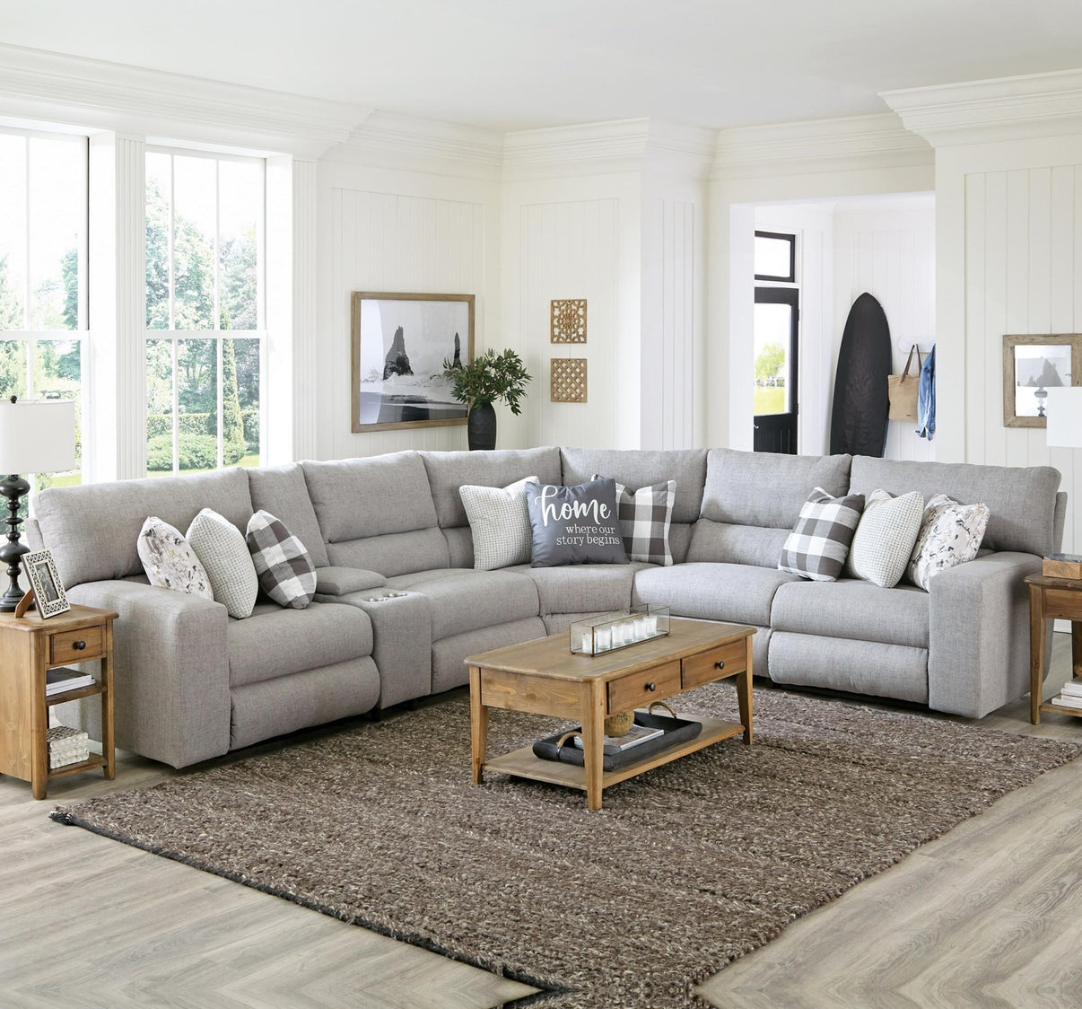 Our Story Begins Farmhouse Gray Sectional – My Furniture Place